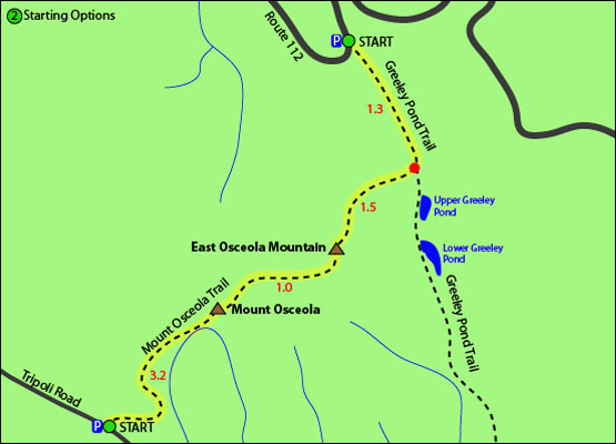 Osceola Mountain Mount Osceola Mt Osceola 4,340 feet 4,156 feet Lincoln ...